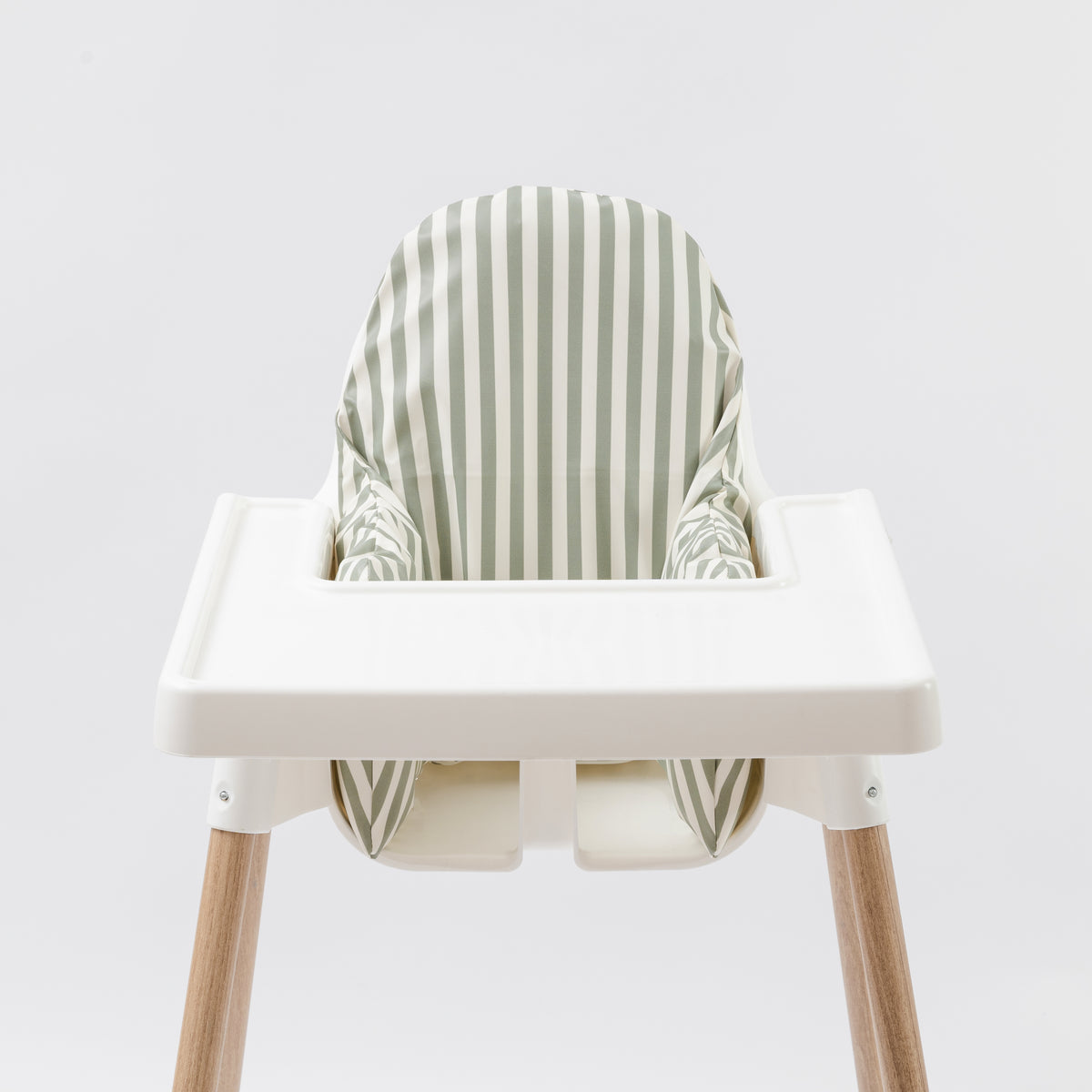 Wipeable Cushion Cover for IKEA Highchair Sage Stripes