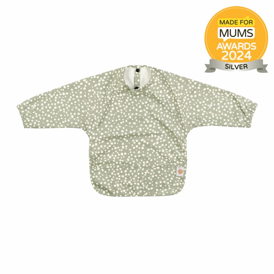 Dots on Sage Long Sleeve Bib