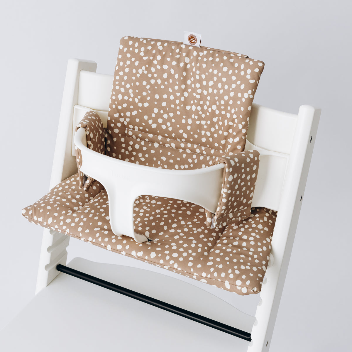 Wipeable Cushion for Stokke Tripp Trapp - Dots on Taupe